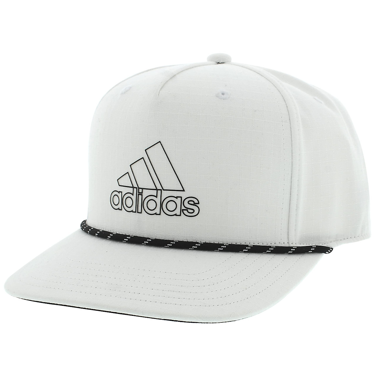 adidas Men's Performance Rope 5 Panel High Crown Stuctured Snapback Adjustable Fit Hat, White/Black, One Size