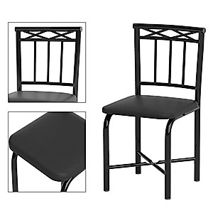 JVSCKO 5 Piece Dining Table Set for Dining Room, Kitchen Table and Faux Leather Chairs for 4, Metal Legs, Padded Seat, Black Home Furniture