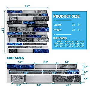 Art3d 10-Sheet Premium Self-Adhesive Kitchen Backsplash Tiles in Marble, 12"X12"