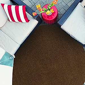SUPERIOR Reversible Braided Indoor/Outdoor Area Rug, 4' Round, Cocoa