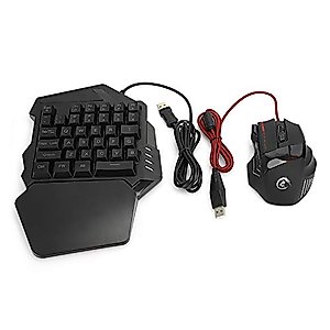 PC Gamer Set, One‑Handed Keyboard Keyboard Mouse Set, One‑Handed Gaming Keyboard, for Home Gaming Easy to Use