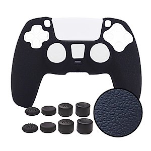 Grips for PS5 Controller Skin,Pandaren Texture Pattern Cover for Sony Controller Sweat-Proof Anti-Slip Silicone Cover Hand Grip with 8pcs FPS Pro Thumbsticks Cap Protector(Black)