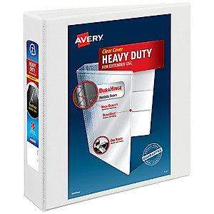Avery Heavy-Duty View 3 Ring Binder, 2" One Touch Slant Rings, Holds 8.5" x 11" Paper, 1 White Binder (05504)