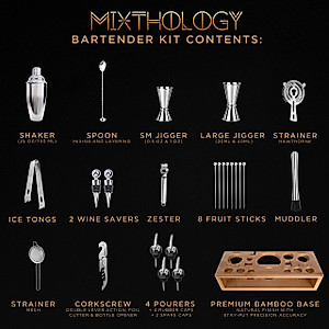 Mixology Bartender kit | 31 Piece Professional Bartender Set by Mixthology - bar Tools, Accessories, and bar Sets for The Home by Bartenders. Gift The Perfect Cocktail Shaker