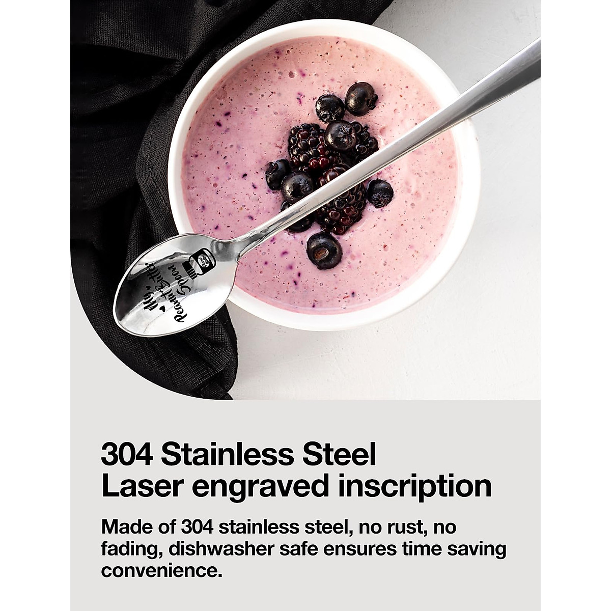 PWHINGN My Peanut Butter Spoon Funny Engraved Stainless Steel Spoon, Coffee Spoon Dessert Spoon Peanut Butter Lovers Gifts, for Women Men Friends Birthday Christmas Father's Day, Mother's Day Gifts