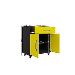 Manhattan Comfort Eiffel 4-Piece Garage Storage Set in Matte Black and Yellow