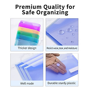 Sooez 24 Pack Plastic Pencil Pouch, Clear Poly Envelopes File Bag Bill Bag Pencil Case with Label Pocket, Plastic Pencil Case Bulk for A6 Size Files School, Office Storage