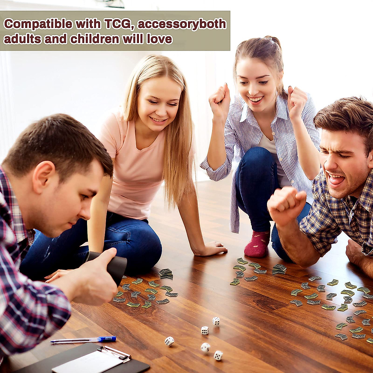 60 Pieces Magic Gathering Counters Tokens Antique Gold Metal Tokens Counters Double Sided Compatible with CCG and MTG with Velvet Drawstring Pouch