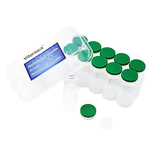 Vitorinca 10ml Sterile Glass Vials, 10 Packs-10ml Sterile Empty Vial with Self-Healing Injection Port and Flip Top Cap, Sterile Package, for use in sterile preparations and Laboratory Study