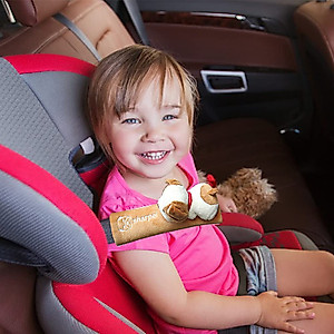 2 Pack Car Seat Belt Cover Adjuster for Kids with Plush Dog Kids, Car Seat Belt Pads, Soft Shoulder Pad, Neck Cushion Protector, Seatbelt Cushion for Soft Auto Shoulder Strap Cushion
