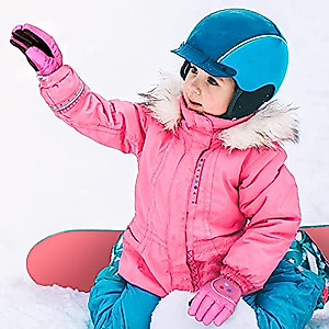 Boao Kids Snow Ski Gloves Winter Waterproof Warm Snowboard Mittens for Girl and Boy (Pink,5-10 Years)
