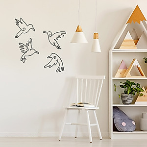 Hotop 4 Pieces Metal Hummingbird Wall Decor Black Bird Wall Art Metal Garden Wall Decor Cute Wall Sign for Indoor Outdoor Fence