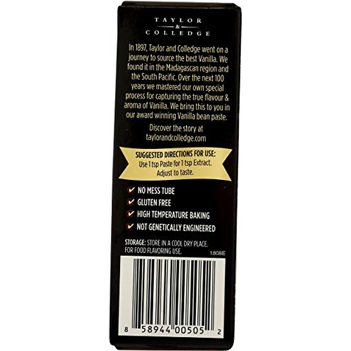 Taylor & Colledge Organic Vanilla Bean Paste with Seeds, 1.7oz Tube