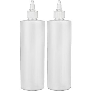 BRIGHTFROM Condiment Squeeze Bottles, 16 OZ Empty Squirt Bottle with Twist Top Cap, Leak Proof - Great for Ketchup, Mustard, Syrup, Sauces, Dressing, Oil, Arts and Crafts, BPA FREE Plastic - 2 PACK