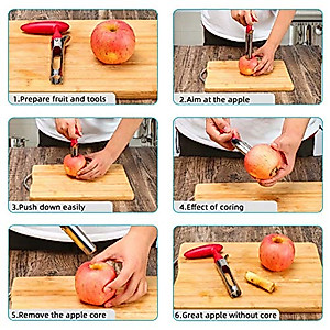 SCHVUBENR Premium Apple Corer Tool - Easy to Use and Clean - Sturdy Apple Core Remover with Sharp Serrature - Stainless Steel Corers for Apple and Pear - Core Fruits with Ease(Red)