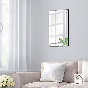 Everly Hart Collection 16x24 Beveled Wall Accent Mirror With Angled Beveled Mirror Frame Silver