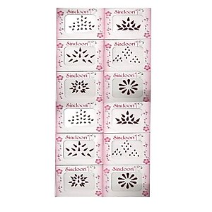 Sindoori Traditional Collection Assorted Design Maroon Colour Bindi for Womens, Girls - 12 Flaps