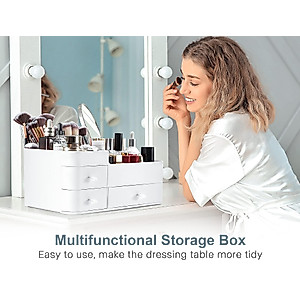 BREIS Makeup Organizer,Large Countertop Skincare Organizers for Vanity, Dresser Bathroom Organization and storage for Cosmetics Brushes Perfume Eyeshadow Lotion Gel Nail Polish Lipstick(White)