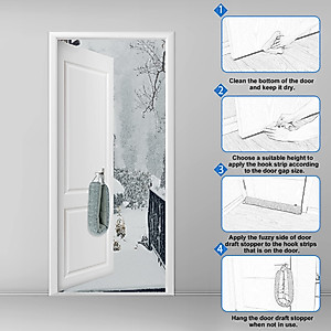 NABOWAN 32" Weighted Under Door Draft Stopper -Triangular Door Draft Blocker with Hook Loops for Easy Install, Save Energy, Home Room Essentials
