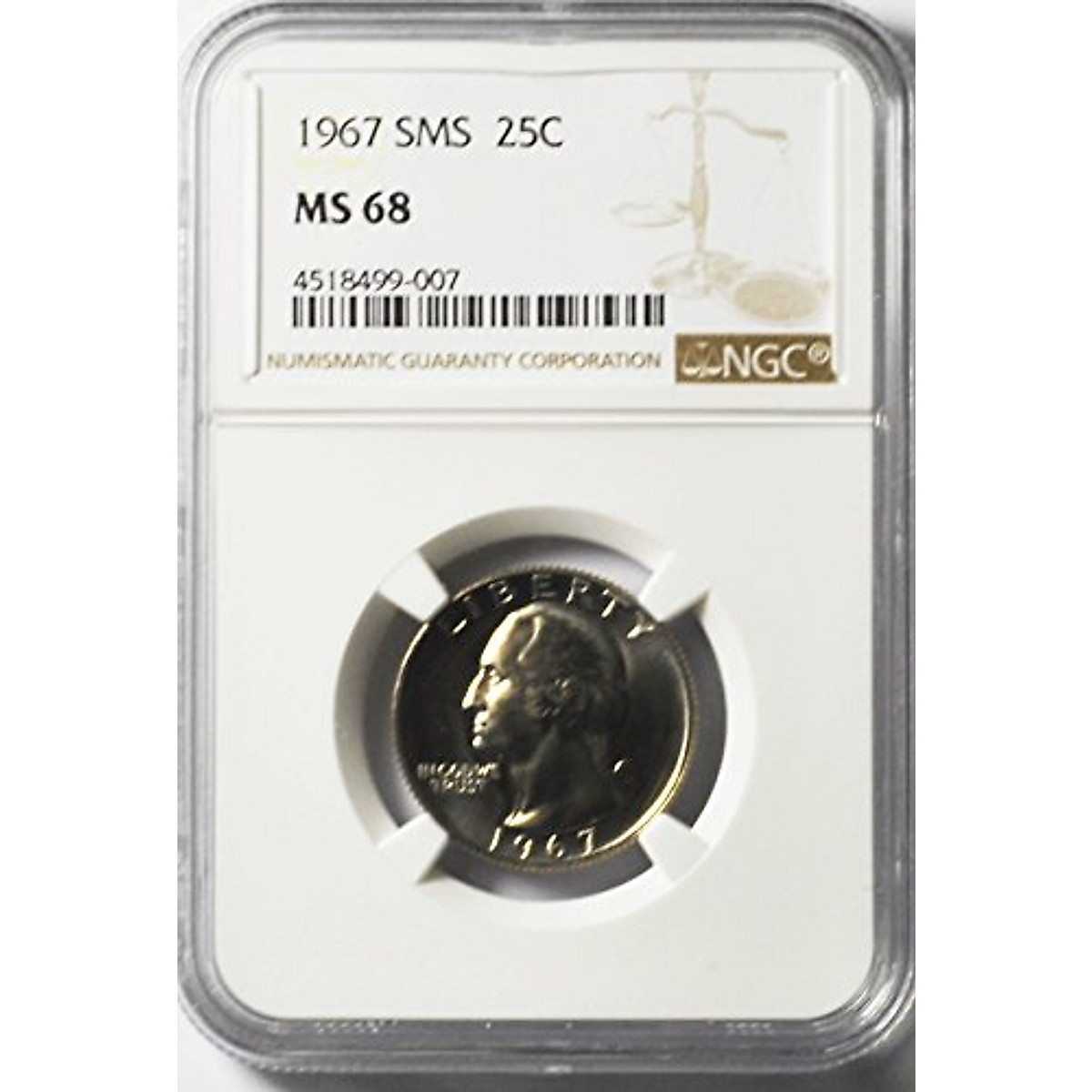 1967 P Washington Quarter Gem Uncirculated 25c SMS MS68 NGC