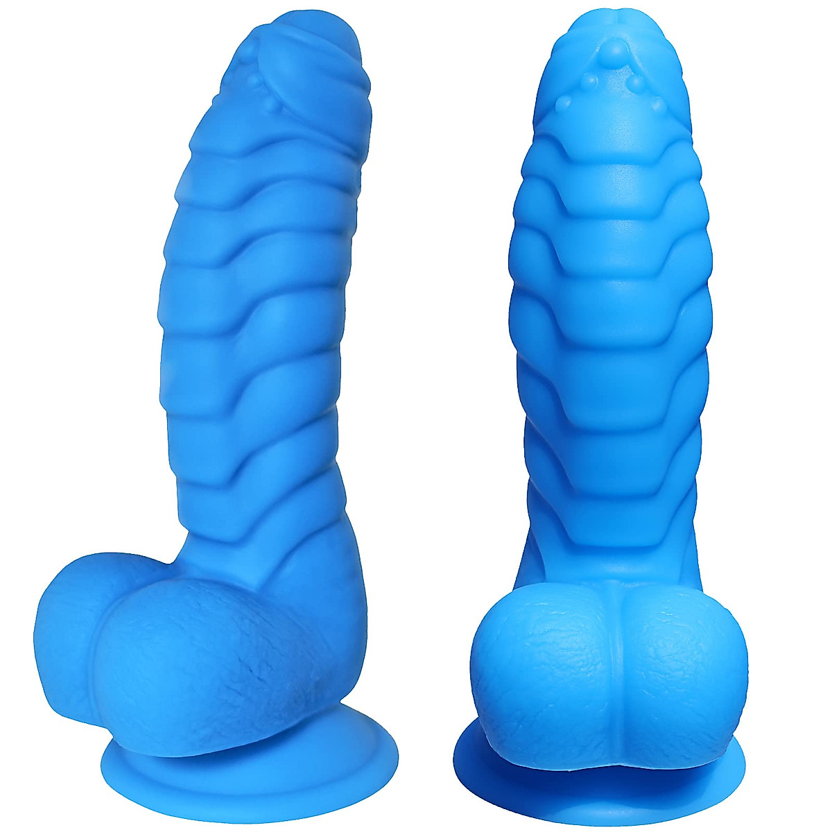 LZYAA Realistic Dildo, Liquid Silicone Material No Any Smell Adult Sex Toys Penis, Strong Suction Cup for Hand-Free 2 Balls G-Spot Vaginal Discreet Package(Blue)