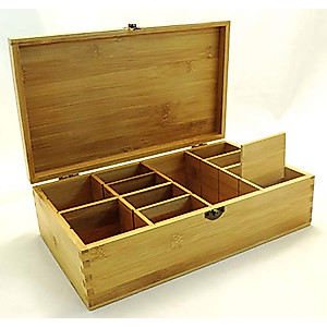 Cookbook People Multikeep Adjustable Tea Box 128 Tea Bag Storage Organizer Bamboo Latching Lid (Tea Filigree)