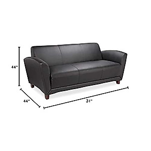 Lorell Leather Reception Sofa, 44" Height X 31" Width X 44" Length, Black
