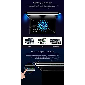 XTRONS® 17.3 Inch 16:9 Ultra-Thin FHD Digital TFT Screen 1080P Video Car Overhead Player Roof Mounted Monitor HDMI Port 1920 * 1080 Full High Definition with New Version Black IR Headphones (No DVD)