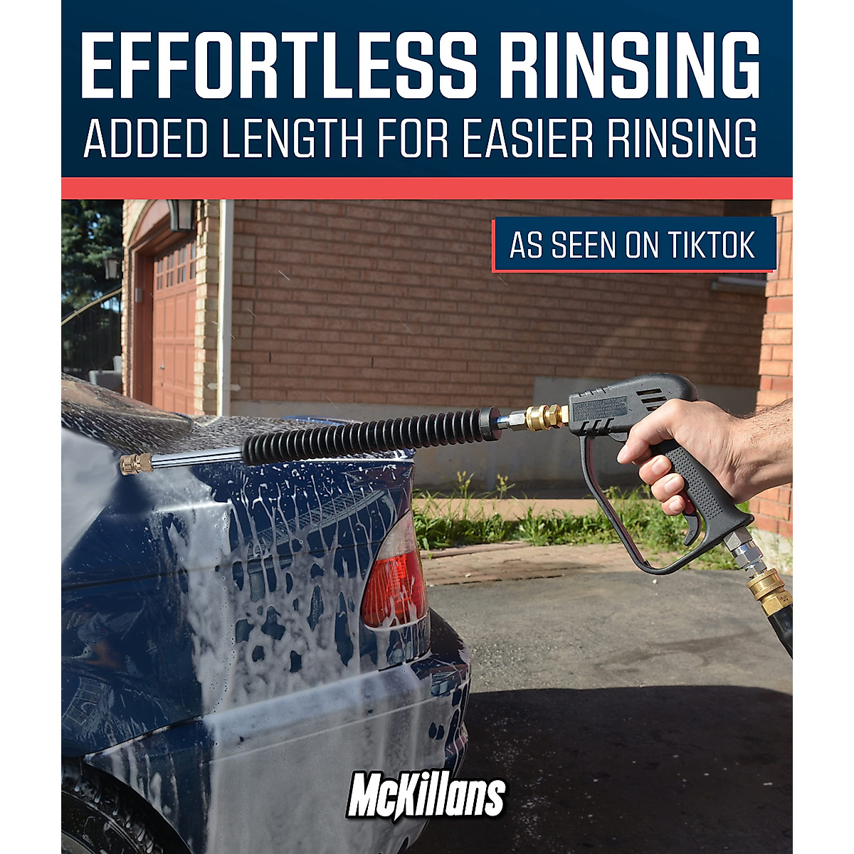 McKillans® Car Pressure Washer Extension Wand - Power Washer Wand Extension for Car Wash - Short Pressure Washer Wand Replacement - Pressure Washer Accessories & Attachments - 1/4” Quick Connect Plug