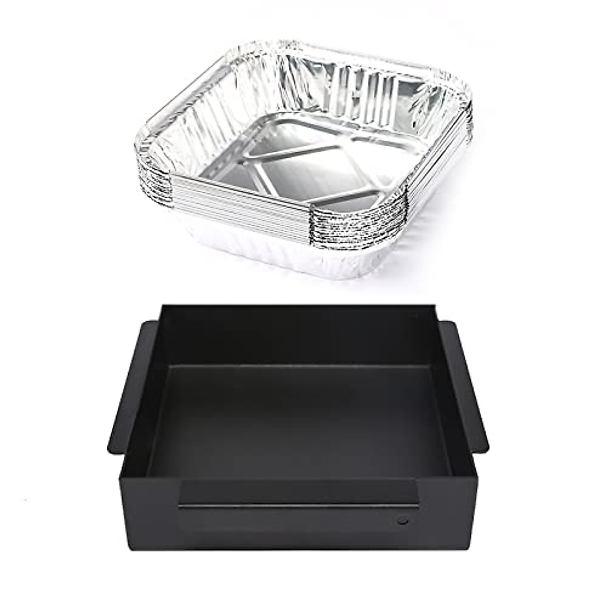 Hisencn Stainless Grill Burner Tube, Heat Plate Shield Tent, Hanger Brackets, Electronic Ignitor, Porcelain Steel Grease Collection Pan with 15 Pack Aluminum Foil Drip Pan for Chargriller 5050 5650