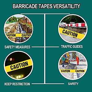 GroTheory Yellow Caution Tape 2 Pack, 3" x1000ft Safty Tape Caution Tape Roll, Construction Tape for Danger/Hazard Areas/Crime Scene Halloween Party Decorations