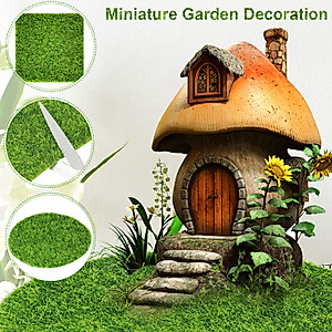 Mudder 10 Pieces Artificial Garden Grass Fairy Grass Lawn Miniature Ornament Garden Dollhouse DIY Simulation Moss Craft for Garden Dollhouse Decor, 6 x 6 Inches