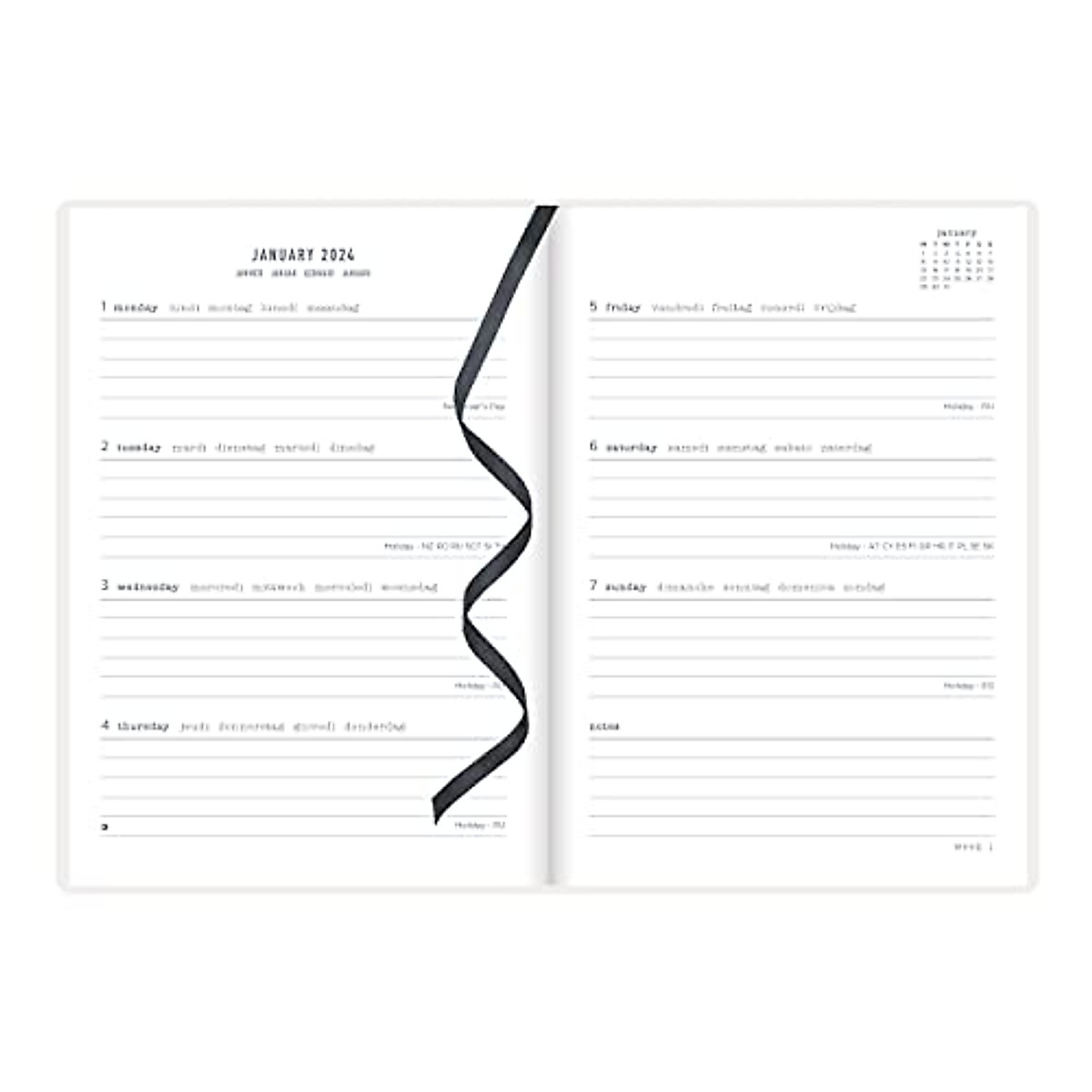Letts of London Inspire Weekly/Monthly Planner, 12 Months, January to December, 2024, A5 Size, 8.25" x 5.875", Multilingual, White (C082019-24)