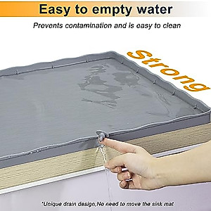 MHHA Under Sink Mat for Kitchen Waterproof, 34" × 22" Silicone Bathroom Sink Mat, under sink Liner drip tray and protectors for bottom of kitchen sink, Fits 36'' Stand Cabinets (Grey)