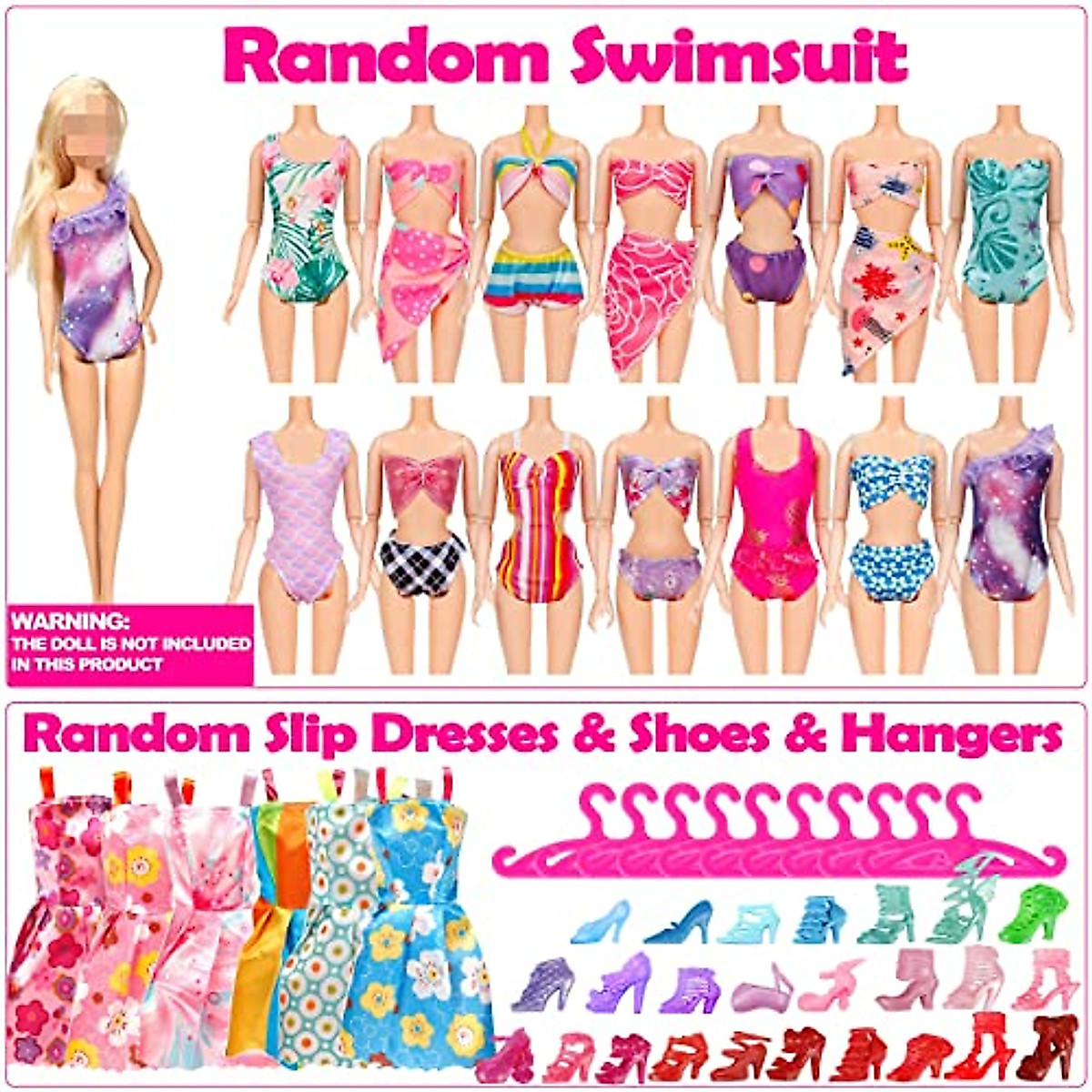 50 Pcs Doll Clothes and Accessories, 5 Wedding Gowns 5 Fashion Dresses 4 Slip Dresses 3 Tops 3 Pants 3 Bikini Swimsuits 20 Shoes for 11.5 inch Doll Christmas Stocking Stuffers Girls Gift Age 5-7 8-10