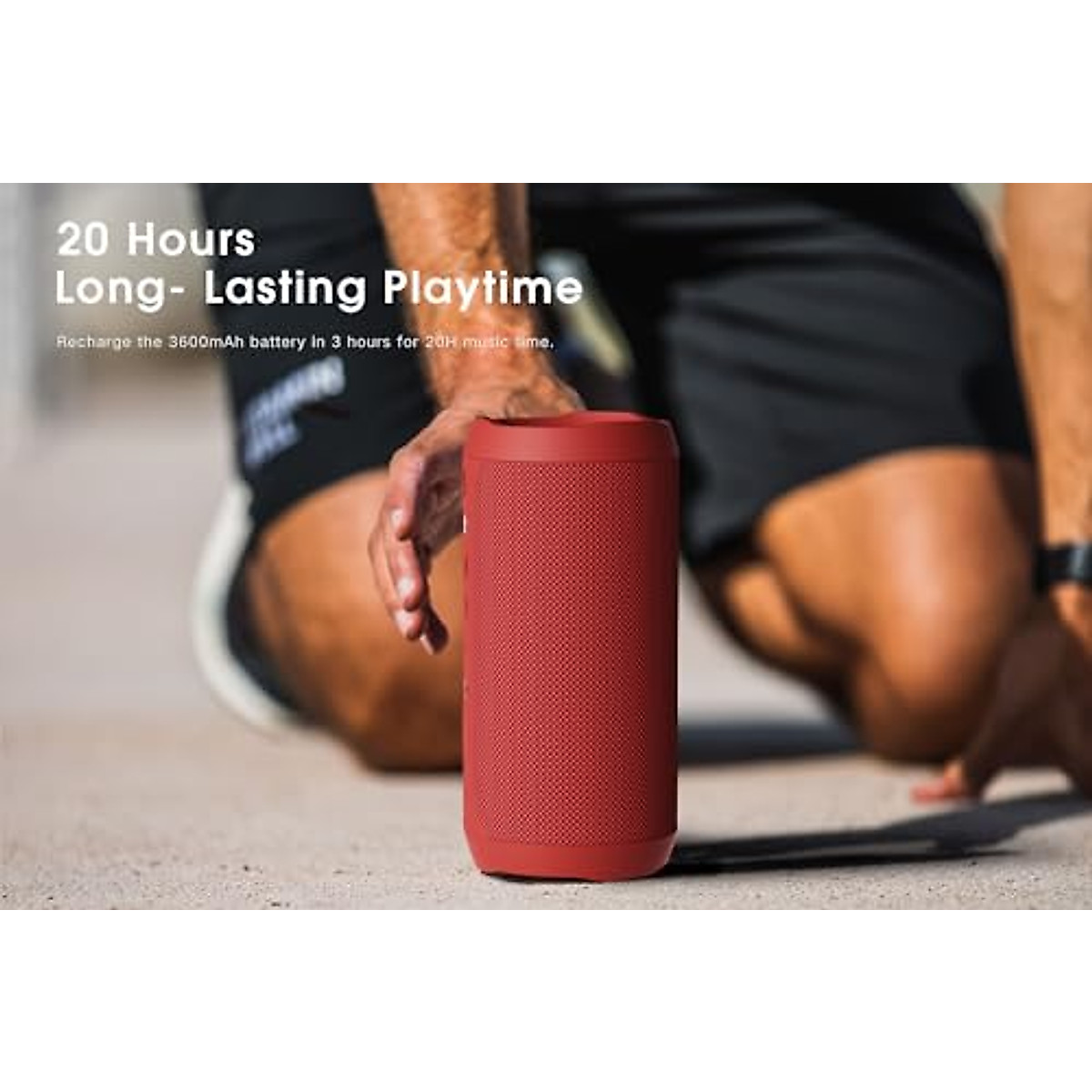 EDUPLINK Bluetooth Speaker, Portable Wireless Speakers, Waterproof IPX7 Speaker, TWS Pairing Stereo, Long Playtime for Home, Travel, Red