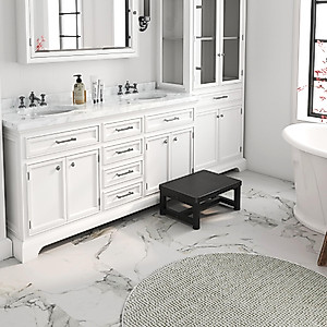 Step Stools for Adults Kids, Sturdy Wooden Stepping Stools with 450LB Capacity, Anti-Slip Bed Steps Stool for High Beds, Foot Stool One Step Stool for Kitchen Bathroom Bedroom, Black