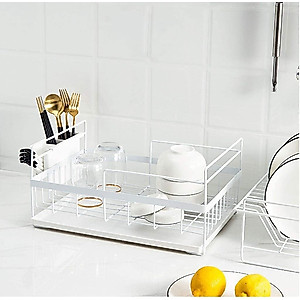 Plate Rack Draining Dish Rack 2-layer Drain Dish Rack Kitchen Dish Rack Drain Rack Household Dish Rack Sink Shelf Pan Plate Holder (Color : White-b)
