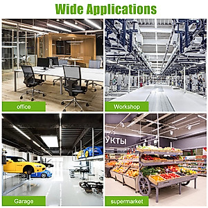 BBESTLED 4 Pack, 60W Linkable Shop Lights for Garage LED Super Bright, Equivalent 360W HPS Daylight 5000K 7800 Lumen, Warehouse Office Workshop, Commercial Light Fixtures Ceiling Hanging