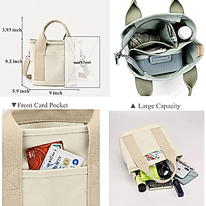 Canvas Tote Bag Women Small Mini Tote Bag Zipper Satchel Crossbody Shoulder Handbags Purse Pink