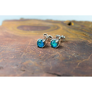 Australian Triplet Opal Earrings - Dainty Australian Opal Triplet Earrings in White or Yellow Gold Plated on Sterling Silver Women's Jewelry