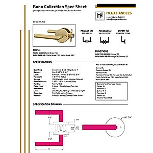 Mega Handles Privacy I Lever Door Handle Set for Hallway, Closet and Bathroom I Reversible Heavy Duty Design I Fits All Standard Door Sizes I Screws Included - Satin Brass (1 Pack)