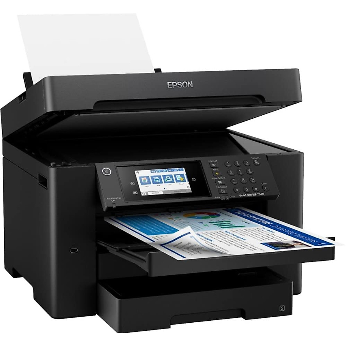 Epson Workforce Pro WF-78 Series Wireless All-in-One Inkjet Printer, Wide-Format Printing up to 13" x 19", Auto Duplex Print, Copy Scan Fax, Two 250-Sheet Trays, 50-Sheet ADF