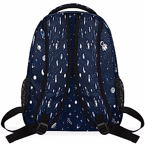 Space Astronaut Small Laptop Back Pack Casual Travel Daypacks Spaceship Rocket Lightweight College Bags Simple Computer Backpack for Women Men Travel College Essentials