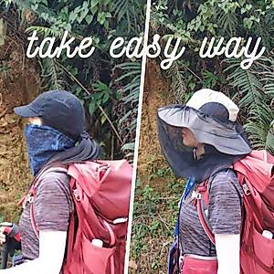 ACBungji Bug Hats with Netting, 2 Pack Hats Sun Protection Hats for Gardening Hiking Fishing Hunting Outdoors, Safari Bee Insect Netting Head for Women/Men Unisex Hat Foldable (Beige)