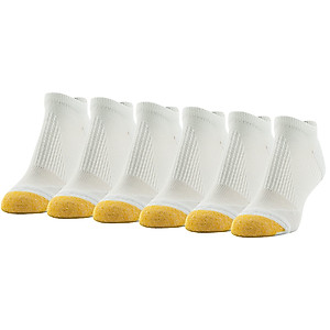 GOLDTOE Women's Cross Arch No Show Socks, 6-Pairs, White, Medium