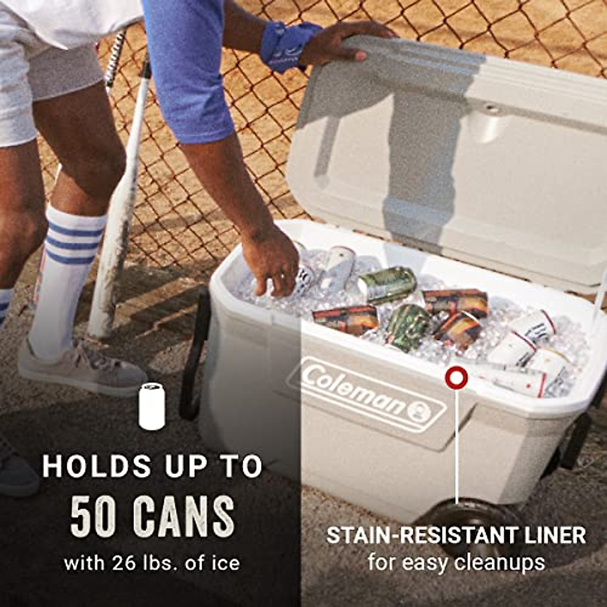 Coleman Ice Chest | Coleman 316 Series Wheeled Hard Coolers, 62qt Rock Grey