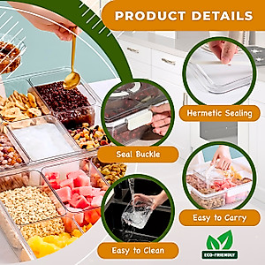 MUGA LARGE Divided Serving Tray with Lid & Handle- 6 Compartment Removable Snackle Box Charcuterie Container with 2 Silicone Tong, BPA-Free Fruit Storage Container.