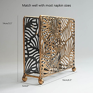 Cast Iron Classic Vintage Bronze Gold Leaves Napkin Holder For Table/Tabletop Freestanding Tissue Dispenser