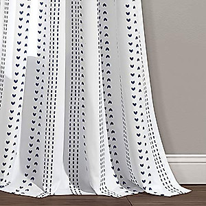 Lush Decor Hygge Stripe Window Curtain Panel Pair, 95" Long x 52" Wide, Navy & White